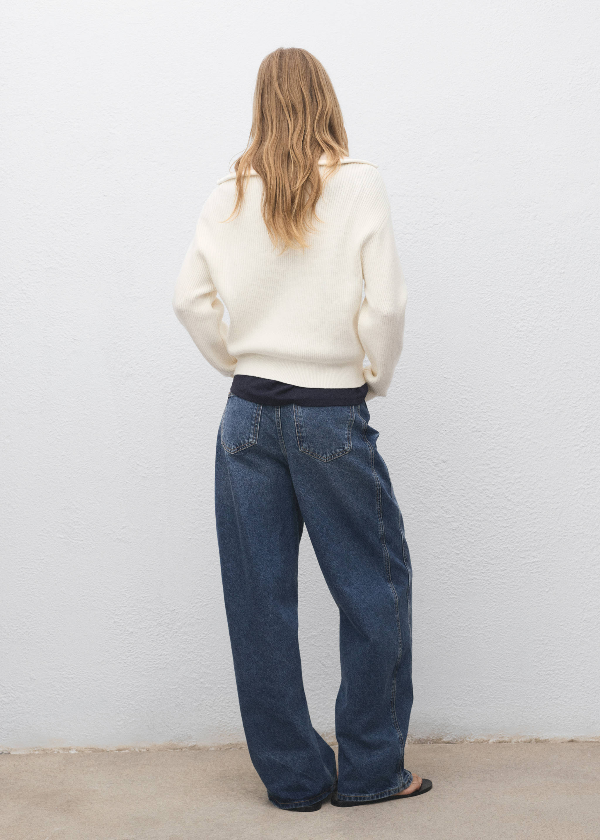 Sweater with contrasting zipper collar - Women | MANGO OUTLET USA