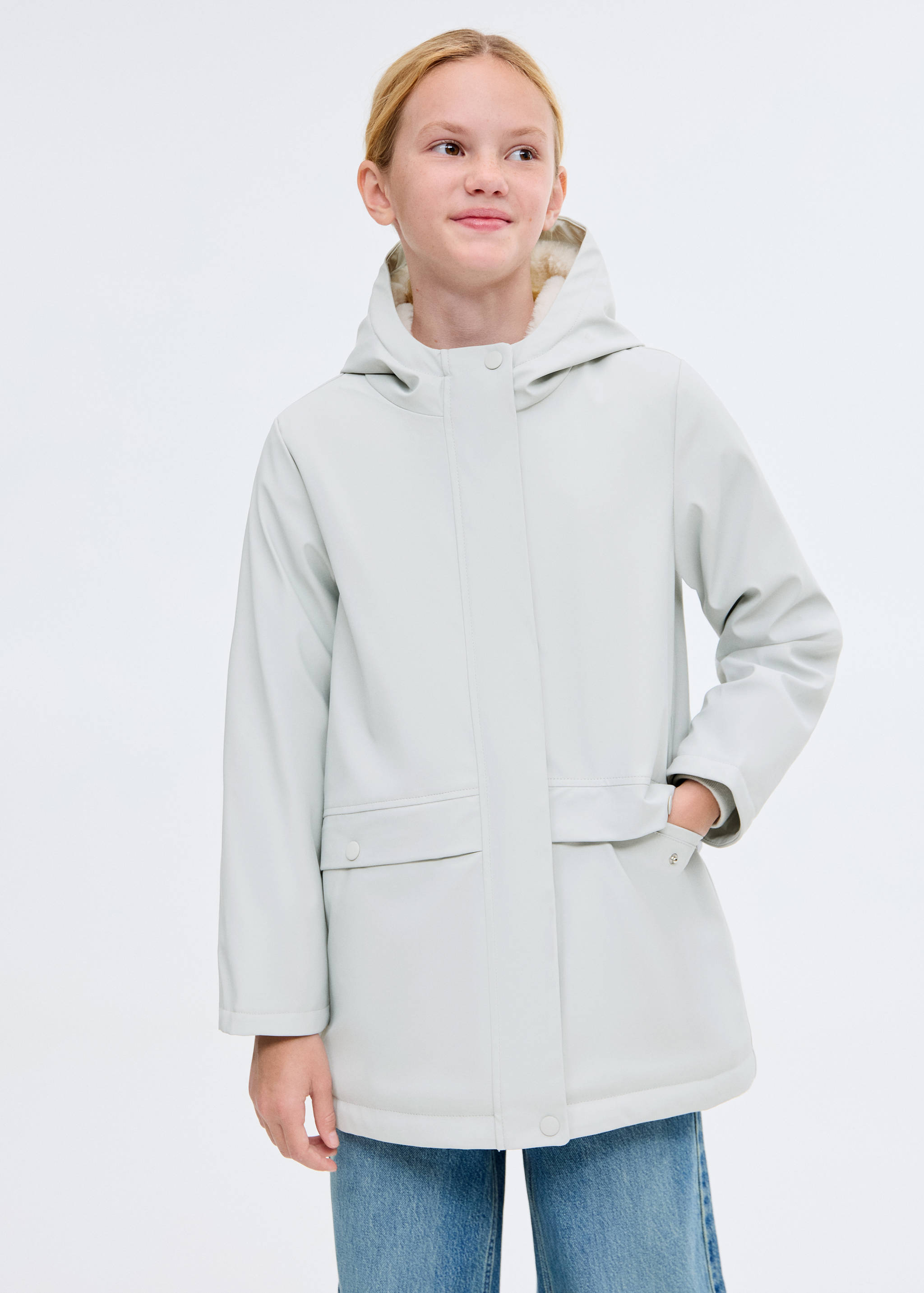 Hooded water-repellent coat - Girls | MANGO OUTLET USA