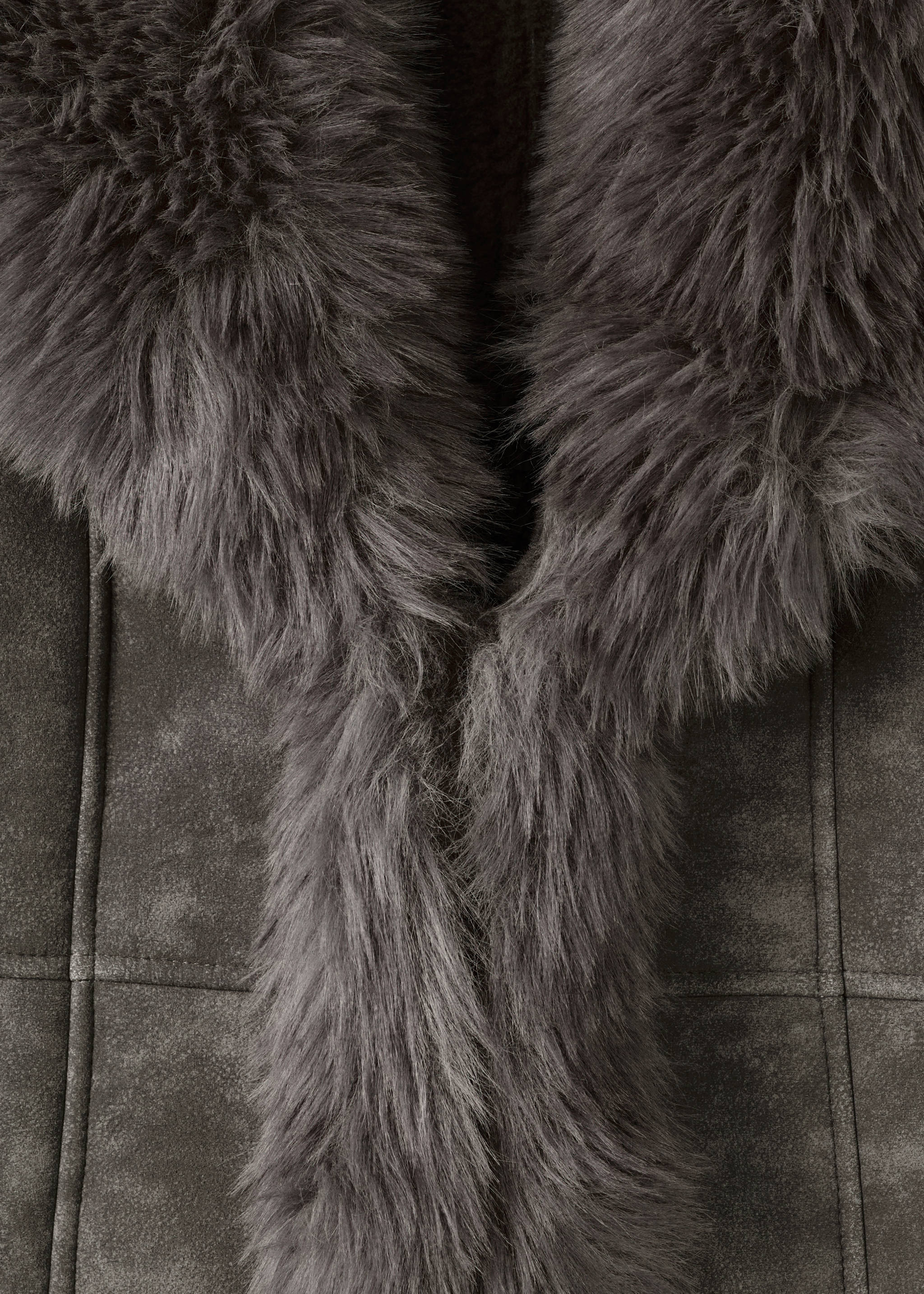 Suede-effect faux-fur jacket - Women | MANGO OUTLET USA
