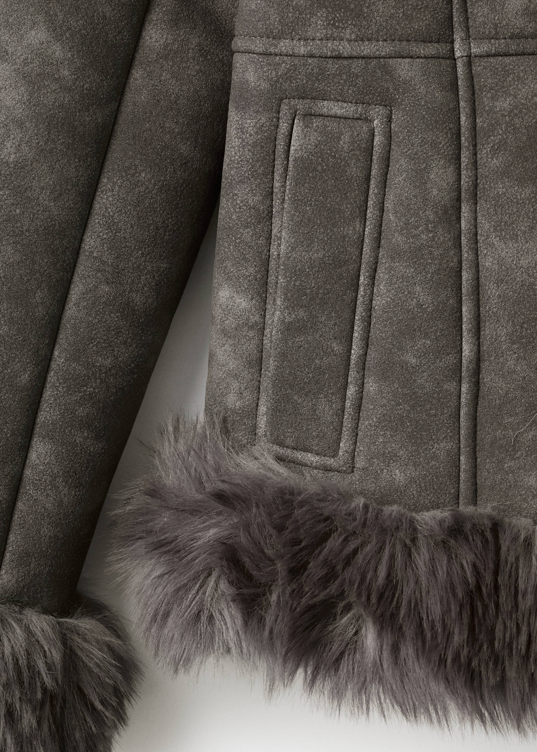 Suede-effect faux-fur jacket - Women | MANGO OUTLET USA