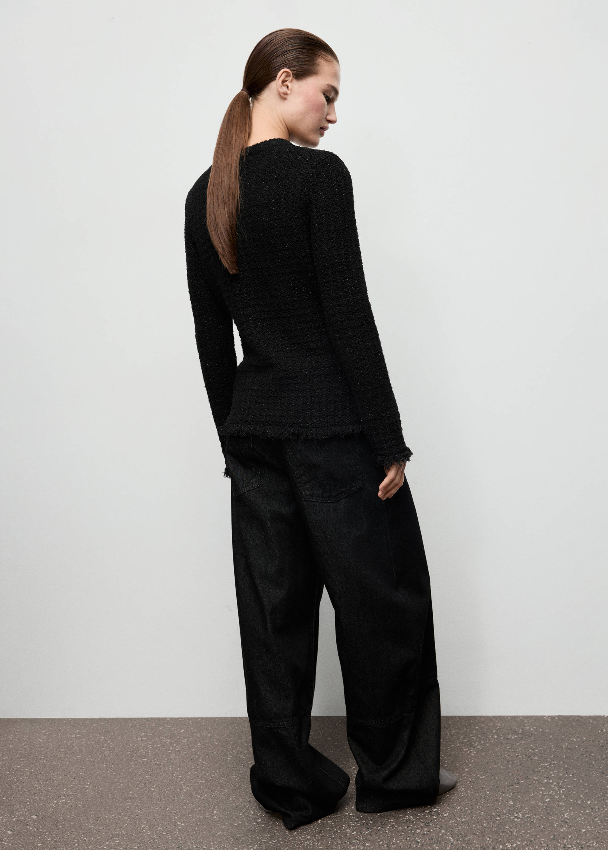 Tweed cardigan with frayed trims - Women | MANGO OUTLET United Kingdom