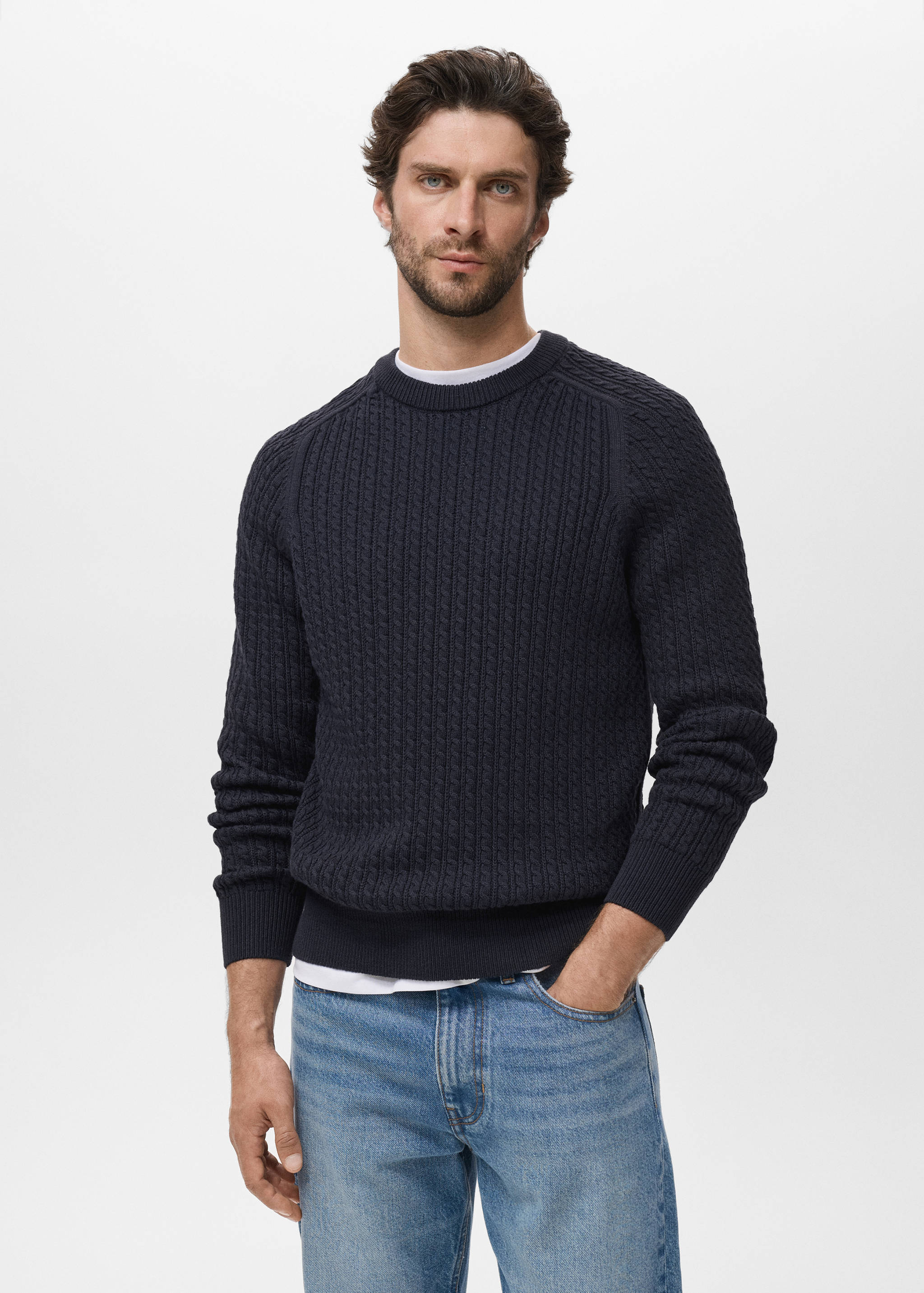 100% cotton braided sweater - Men | MANGO OUTLET United Kingdom
