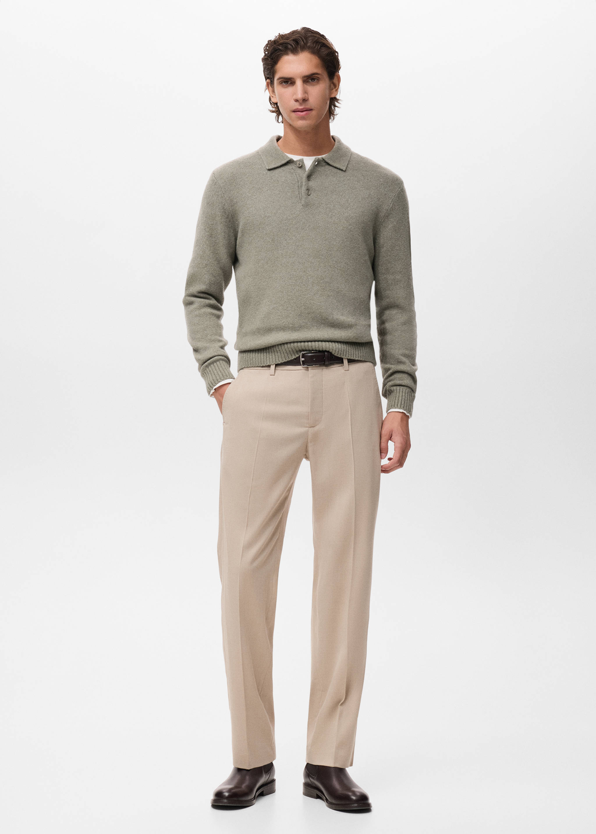 Knitted wool blend polo sweater - Men | MANGO OUTLET United Kingdom