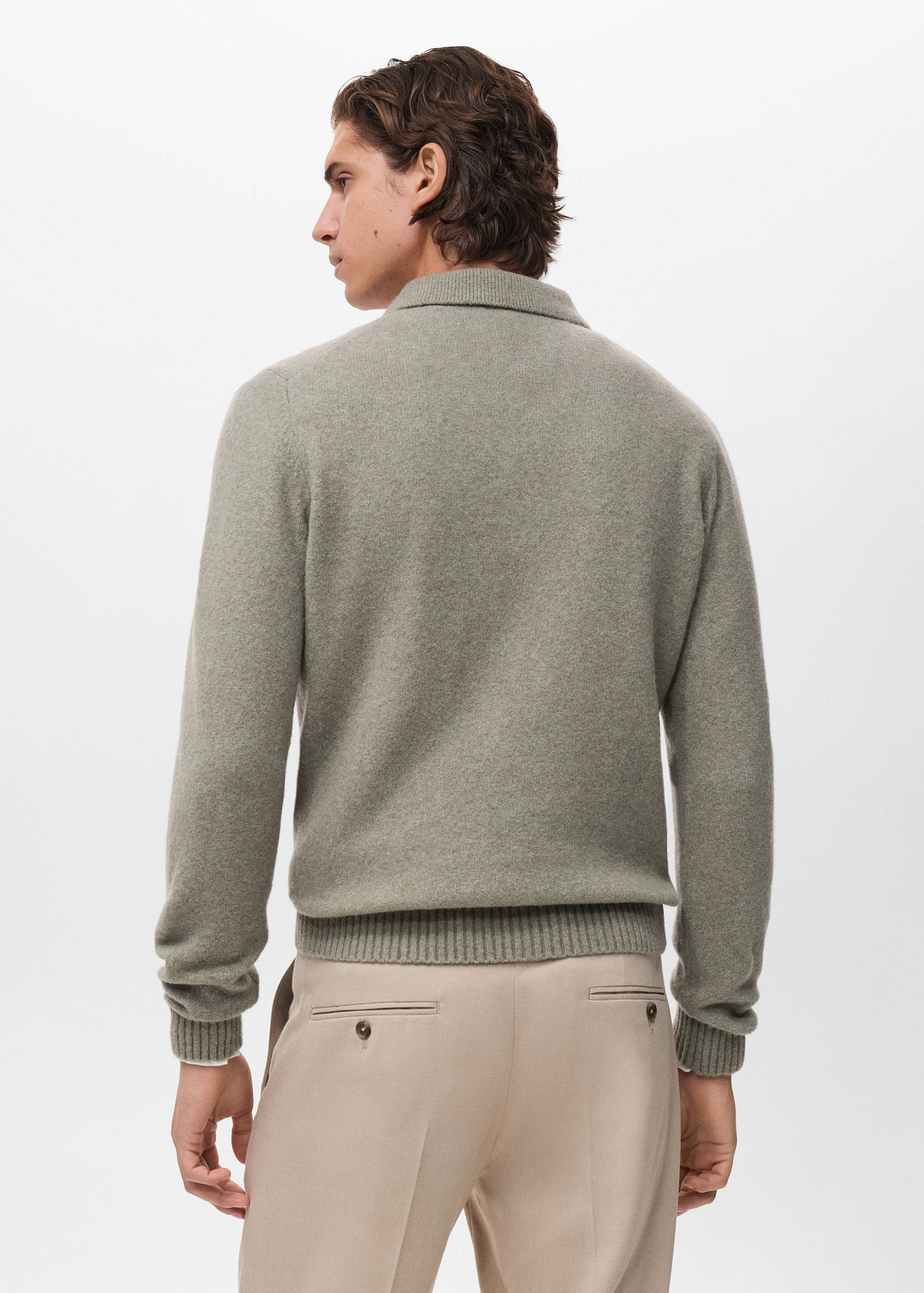 Knitted wool blend polo sweater - Men | MANGO OUTLET United Kingdom