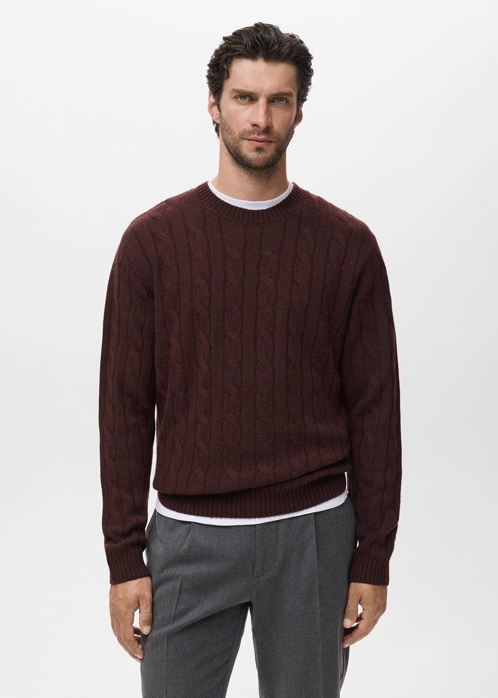 100% wool braided sweater - Men | MANGO OUTLET USA