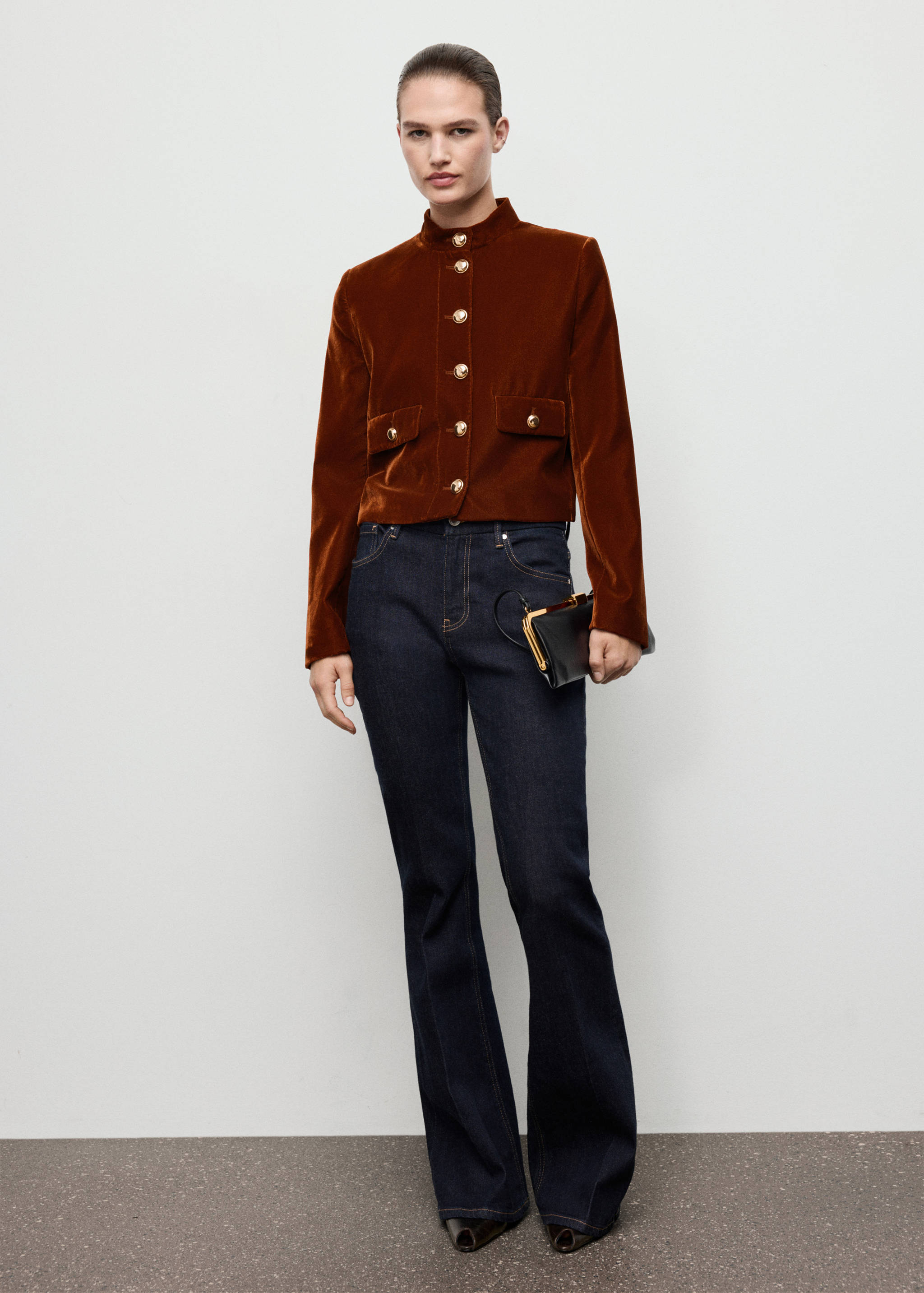 Velvet jacket with buttons - Women | MANGO OUTLET Greece