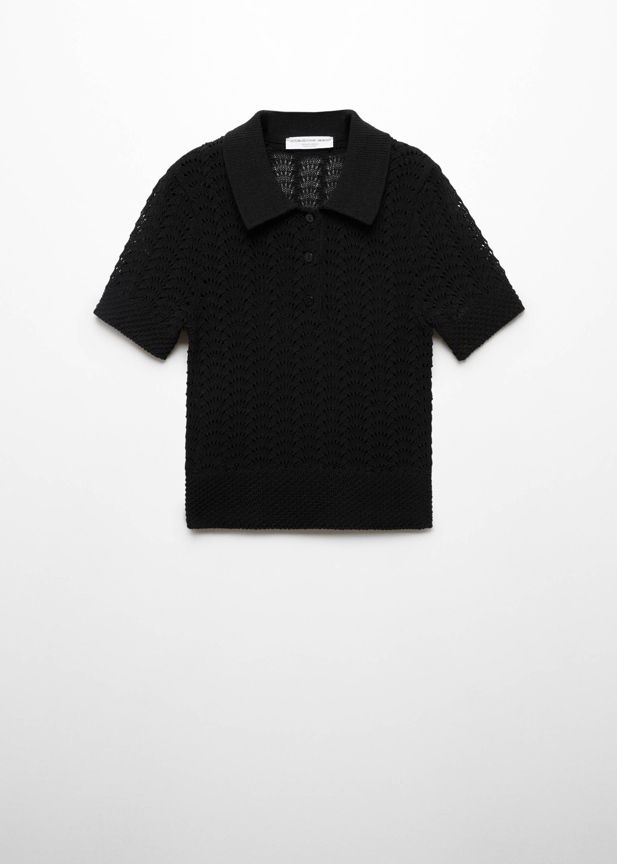 Jersey crochet cuello polo - Mujer | MANGO OUTLET EE.UU