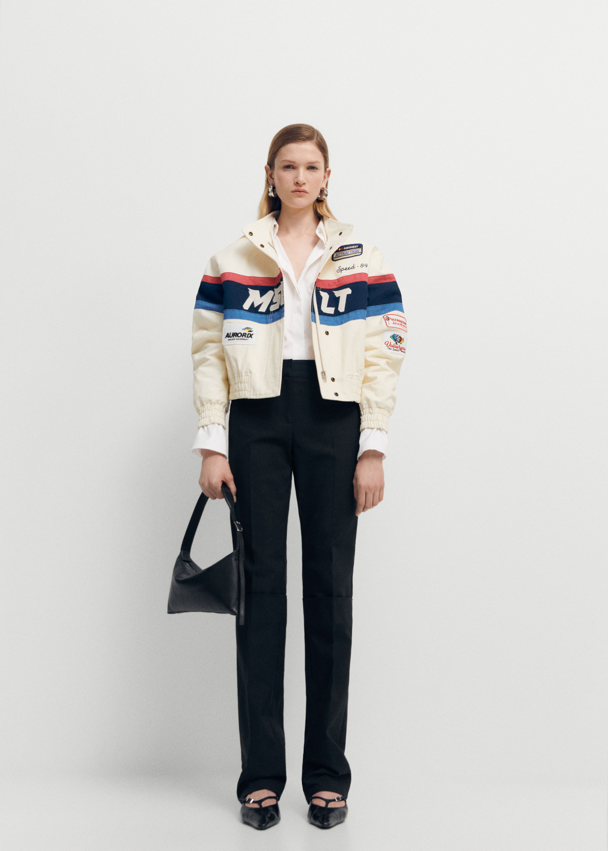 Cotton racing jacket with patches - Women | MANGO OUTLET United Kingdom