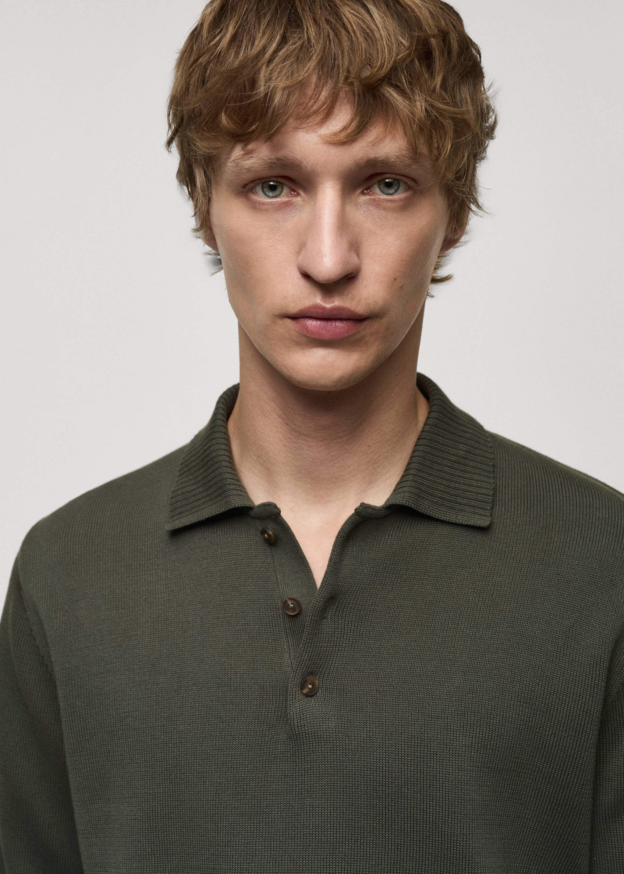 Jersey polo punto algodón manga larga - Hombre | MANGO OUTLET España ...