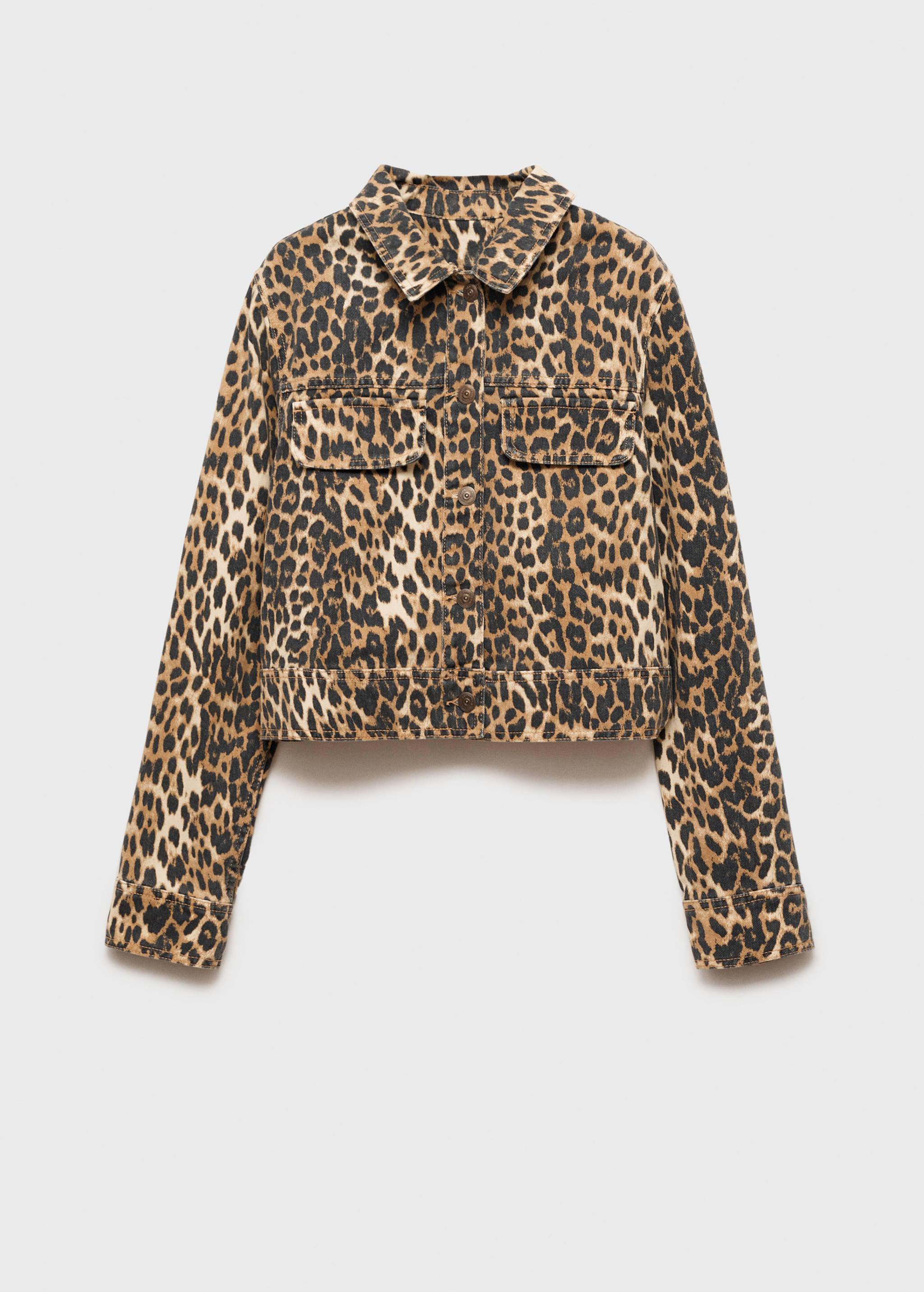 Leopard-print denim jacket - Women | MANGO OUTLET United Kingdom