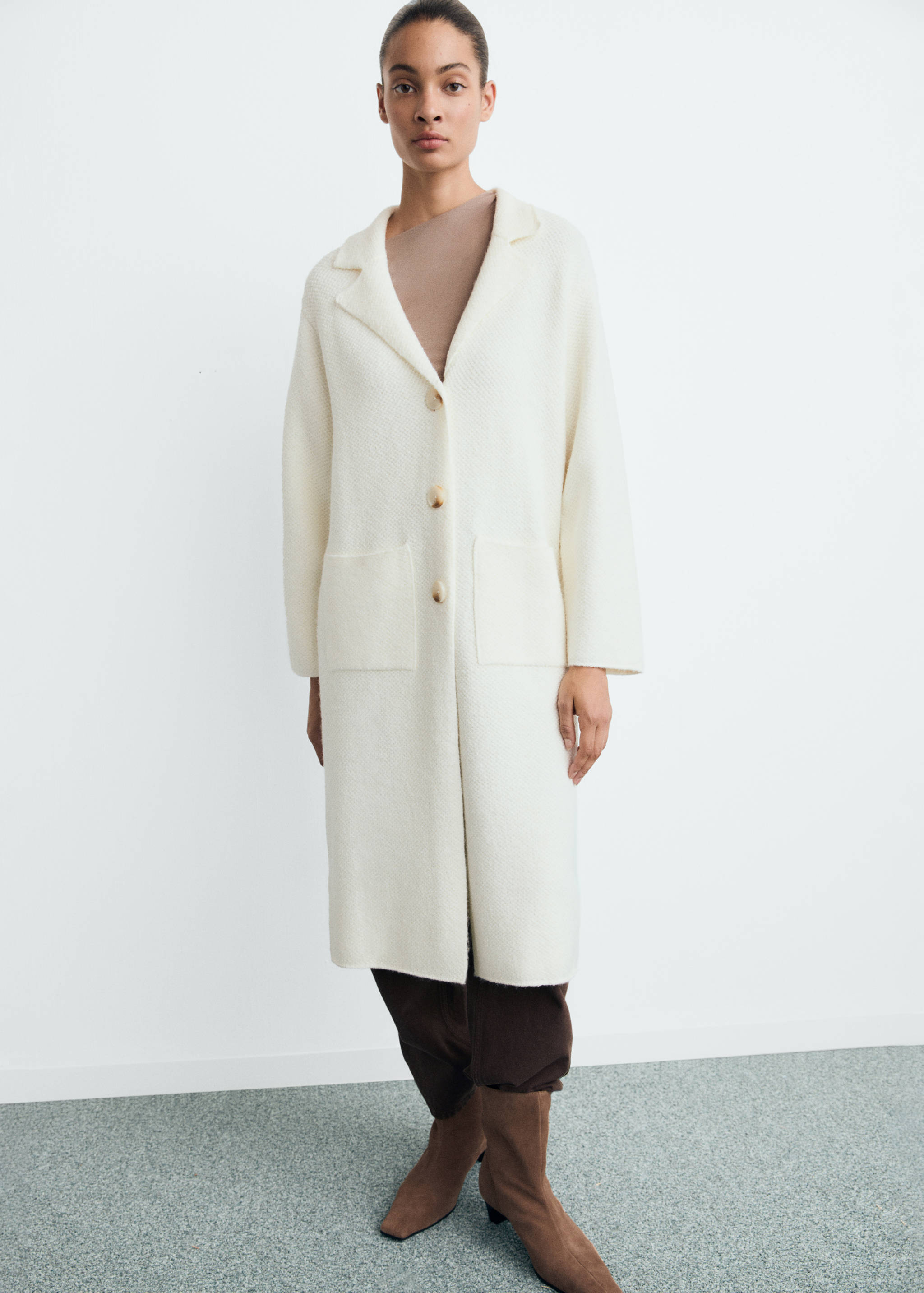 Knitted long coat - Women | MANGO OUTLET USA
