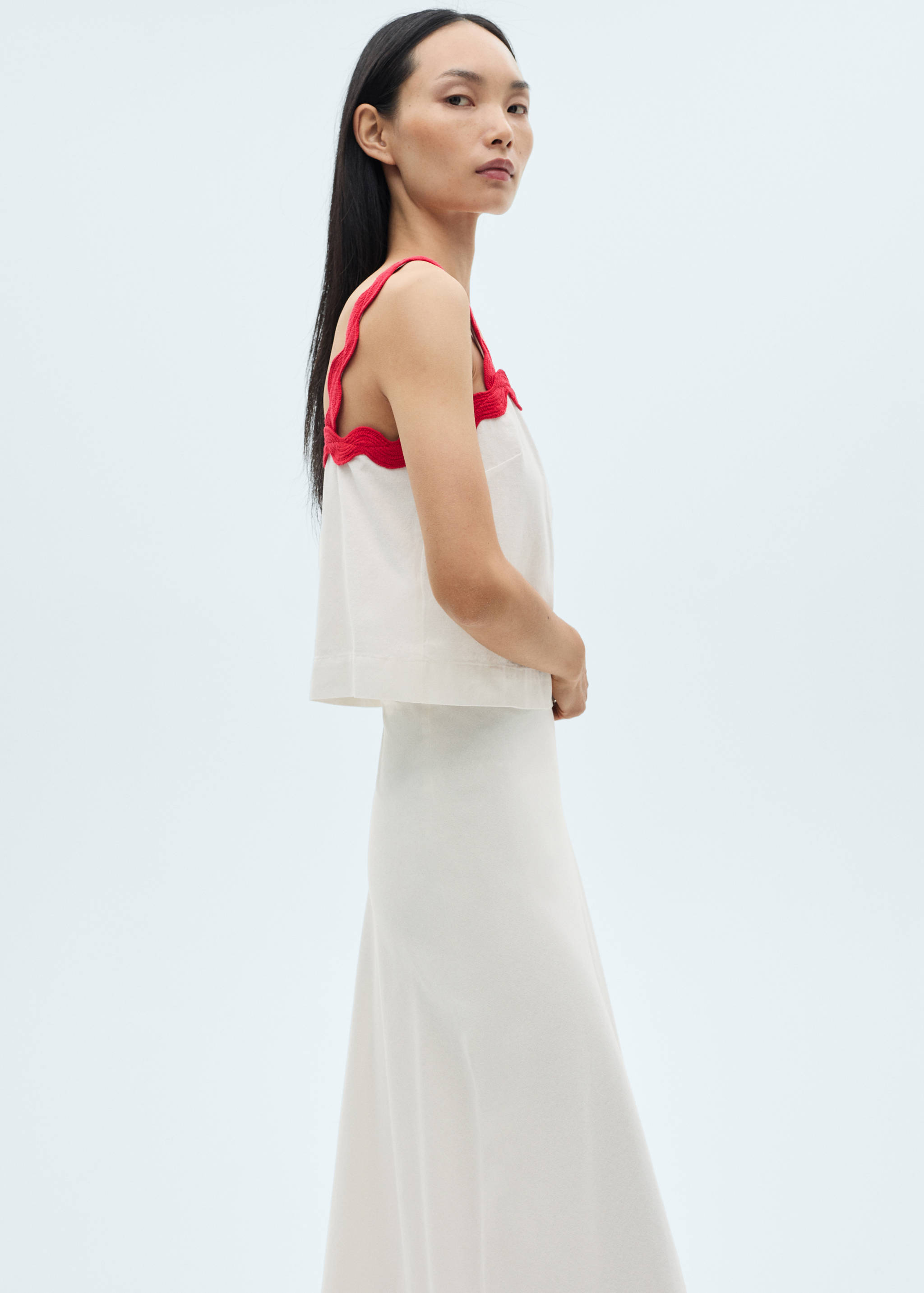 Midi-skirt with contrasting trim - Women | MANGO OUTLET USA